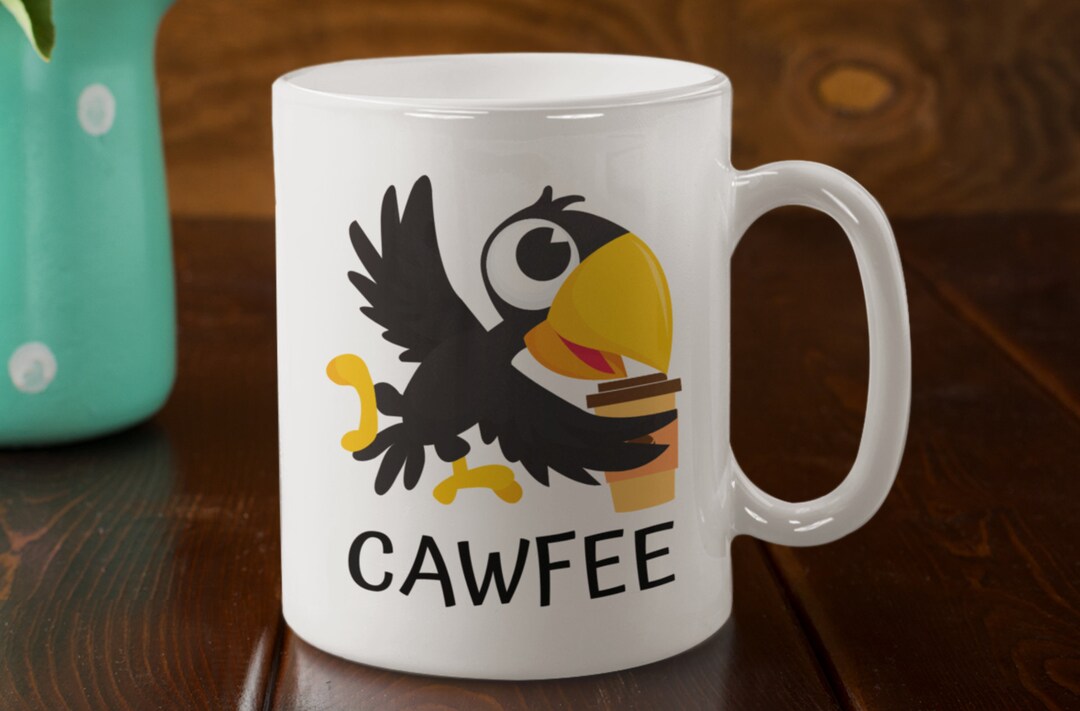 CROW COFFEE MUG, Cawfee Mug, Bird Coffee Mug, Crow Lover Mug, Aesthetic ...