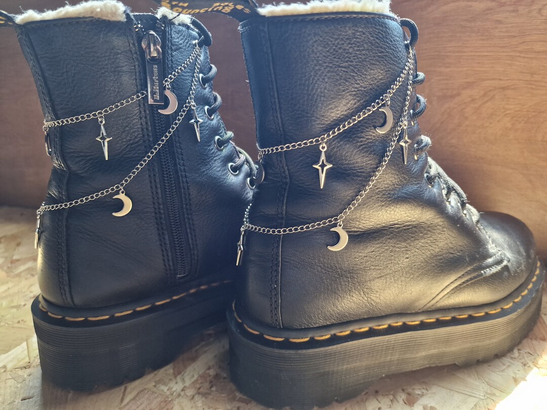 Celestial Moon & Star Boot Chains: Silver Steel Boot Charms - Etsy UK