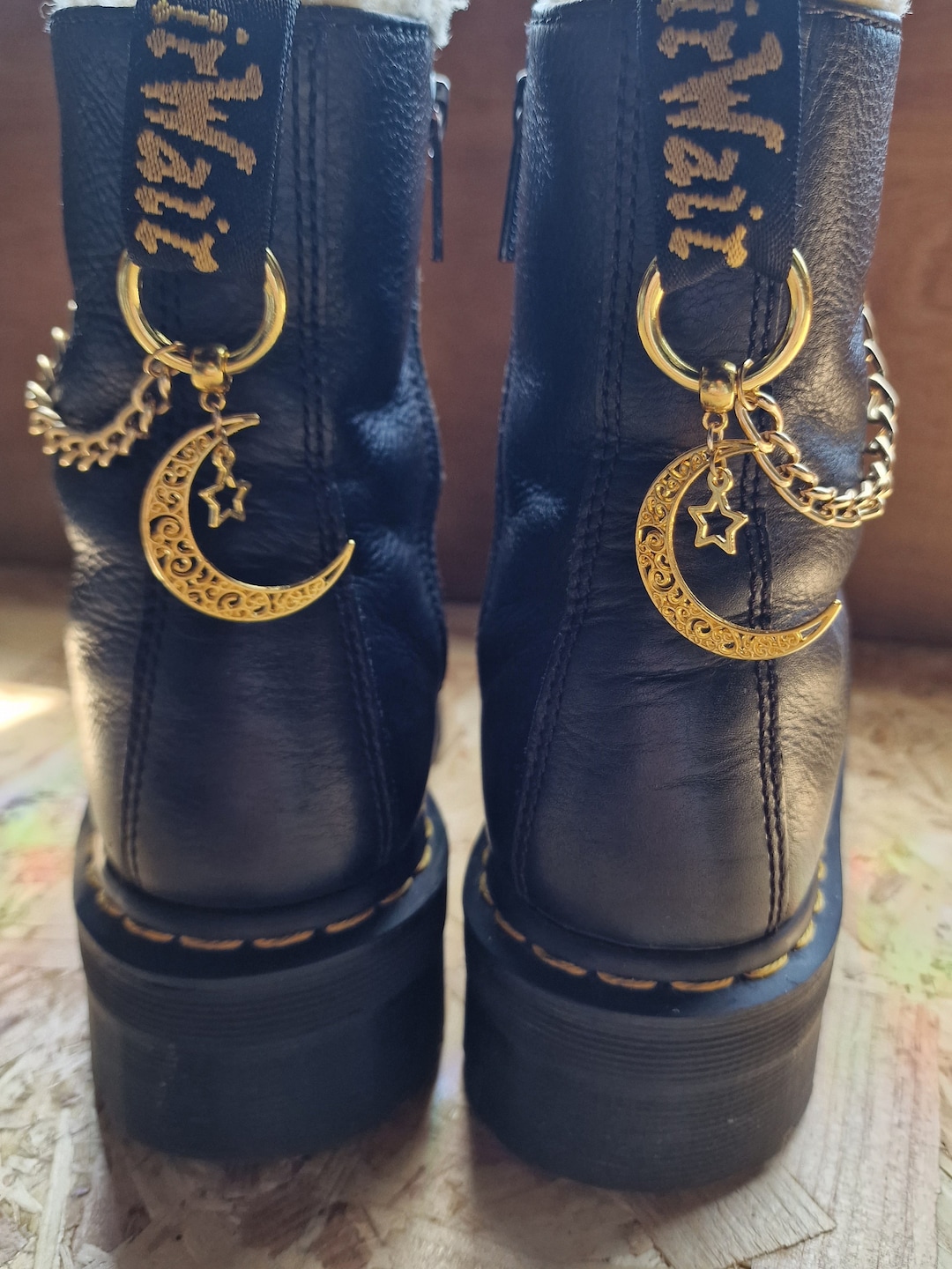 Celestial Moon and Star Boot Chains, Boot Charms, Gold, D.M Chains ...