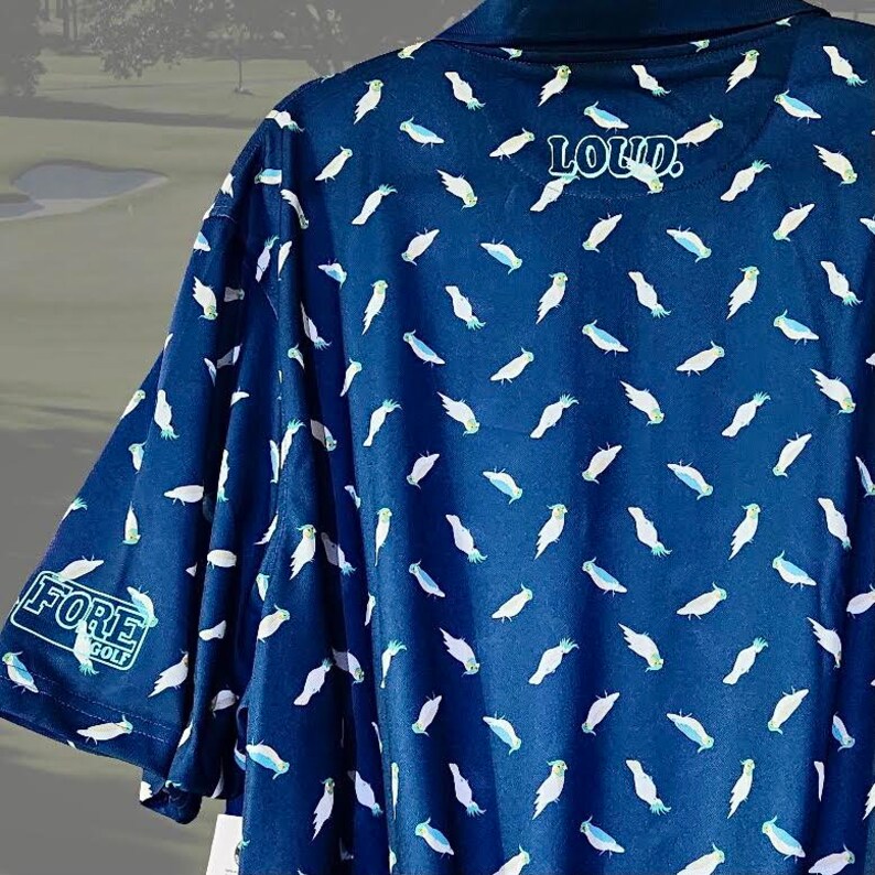 Parakeet Pattern, Navy & Teal FORE Golf Dri-fit, On-course Polo - Etsy