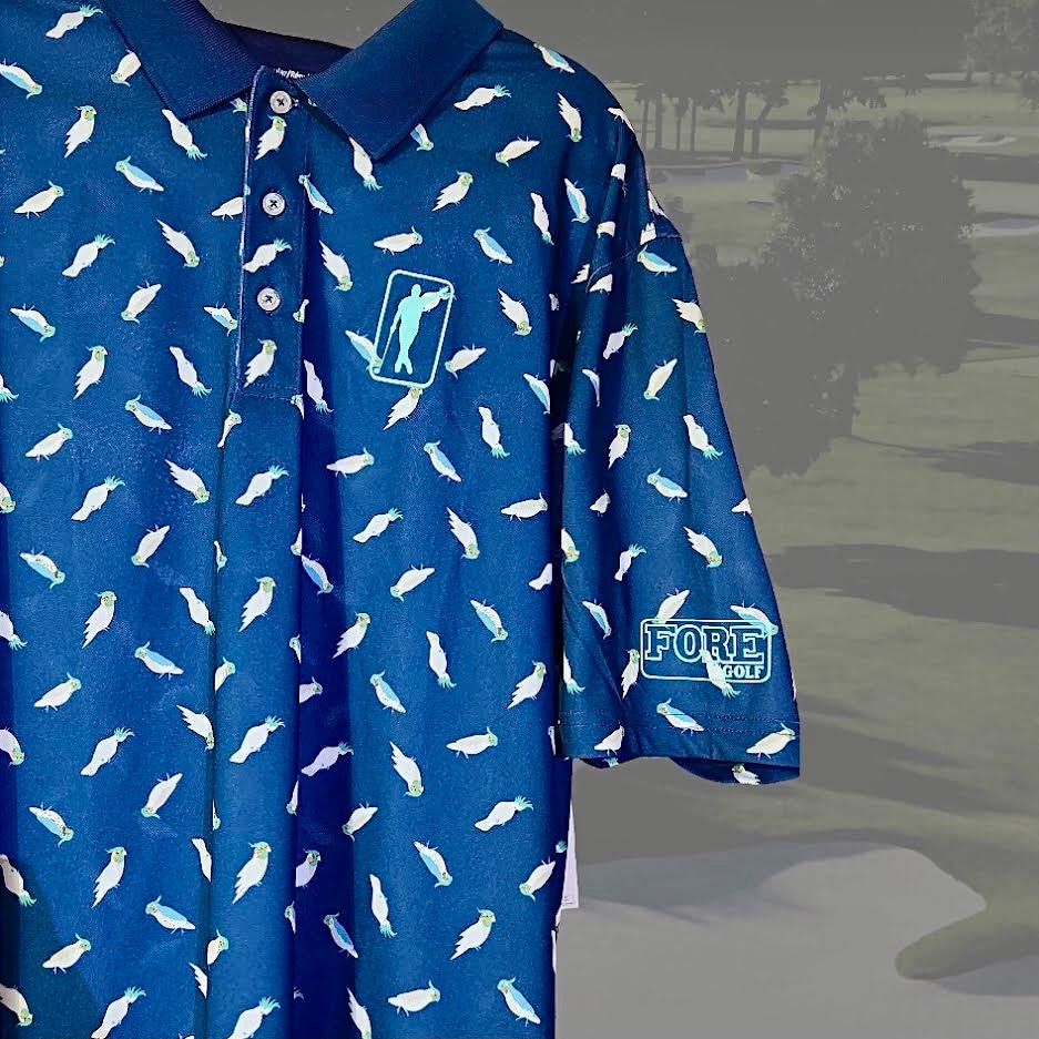 Parakeet Pattern, Navy & Teal FORE Golf Dri-fit, On-course Polo - Etsy