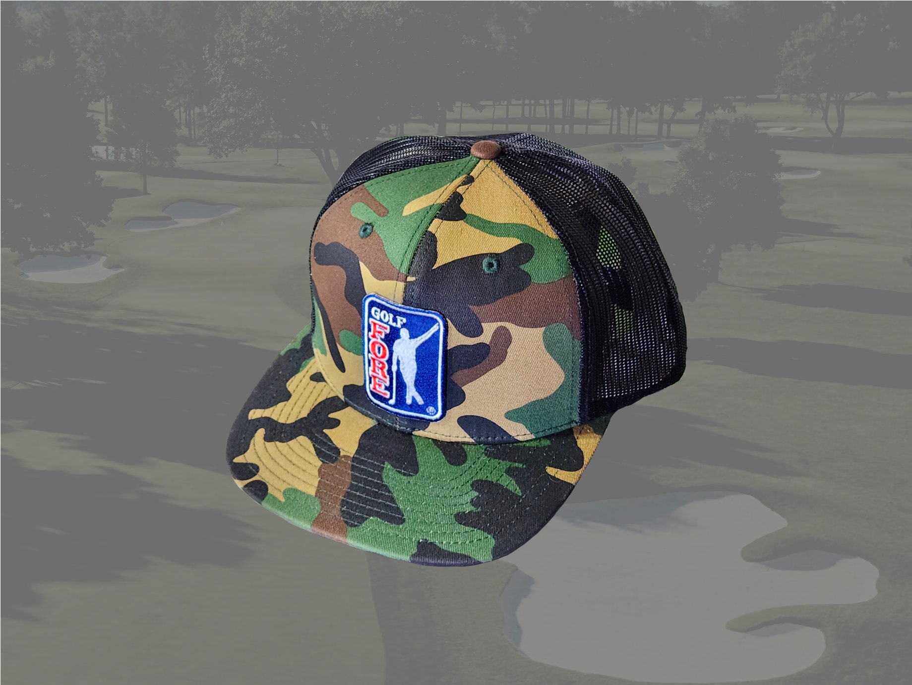 Full Camouflage FORE Golf Hat - Etsy