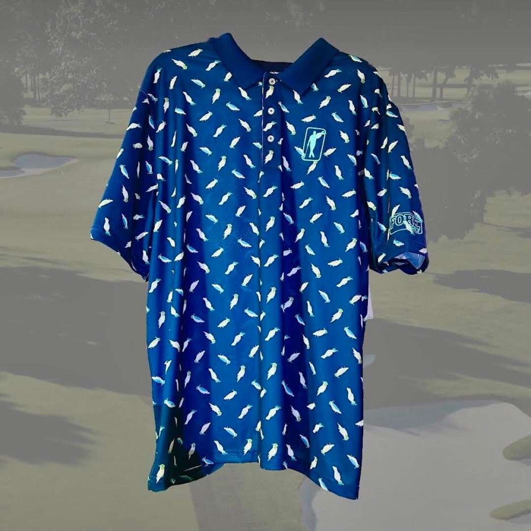 Parakeet Pattern, Navy & Teal FORE Golf Dri-fit, On-course Polo - Etsy