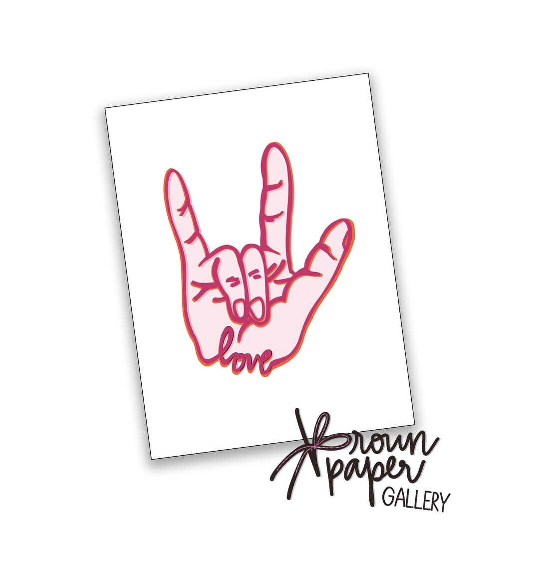 Valentine's Day Printable ASL Sign Language Love Wall Art Greeting Card ...