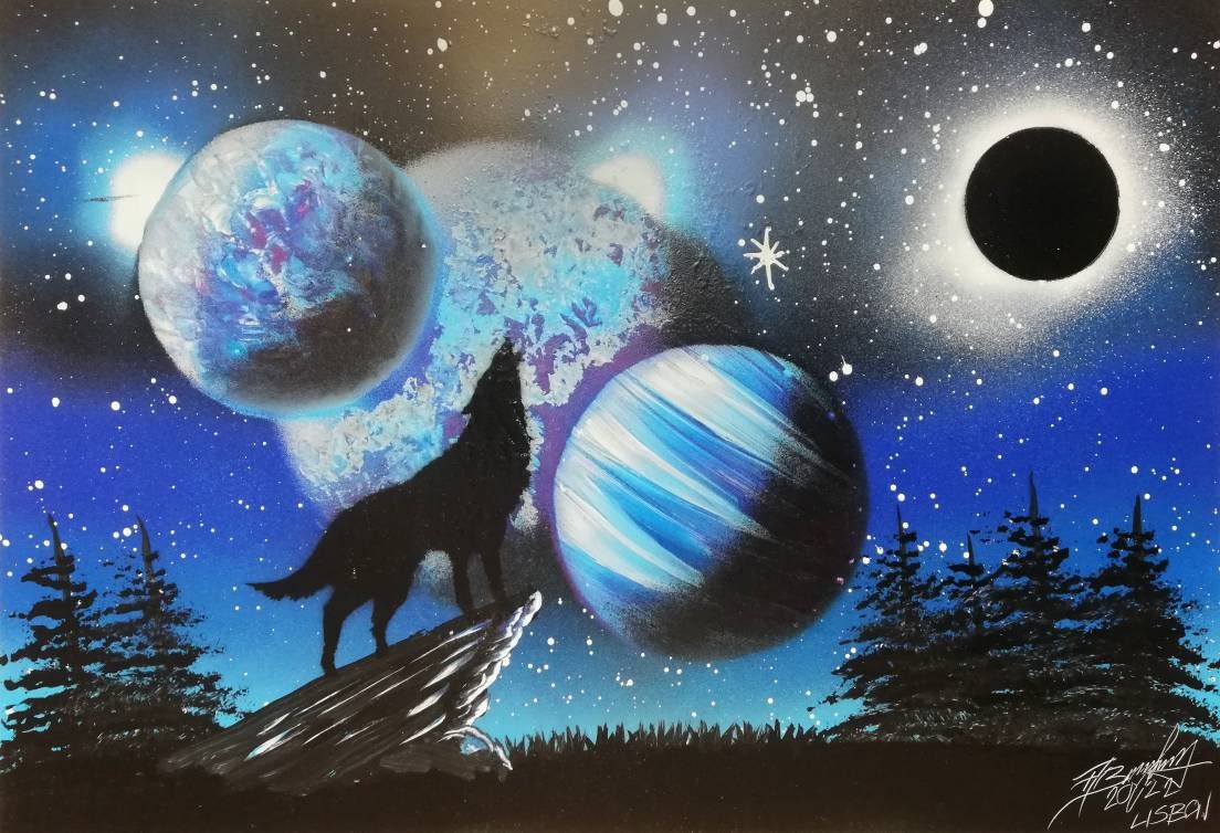 Spraypaint Art / Spray Paint Art / Galaxy Art / Space Home - Etsy