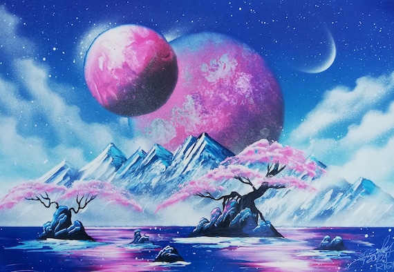 Spraypaint Art Spray Paint Art Galaxy Art Space Home Decor Street Art Spray Paint Spring Conjunction