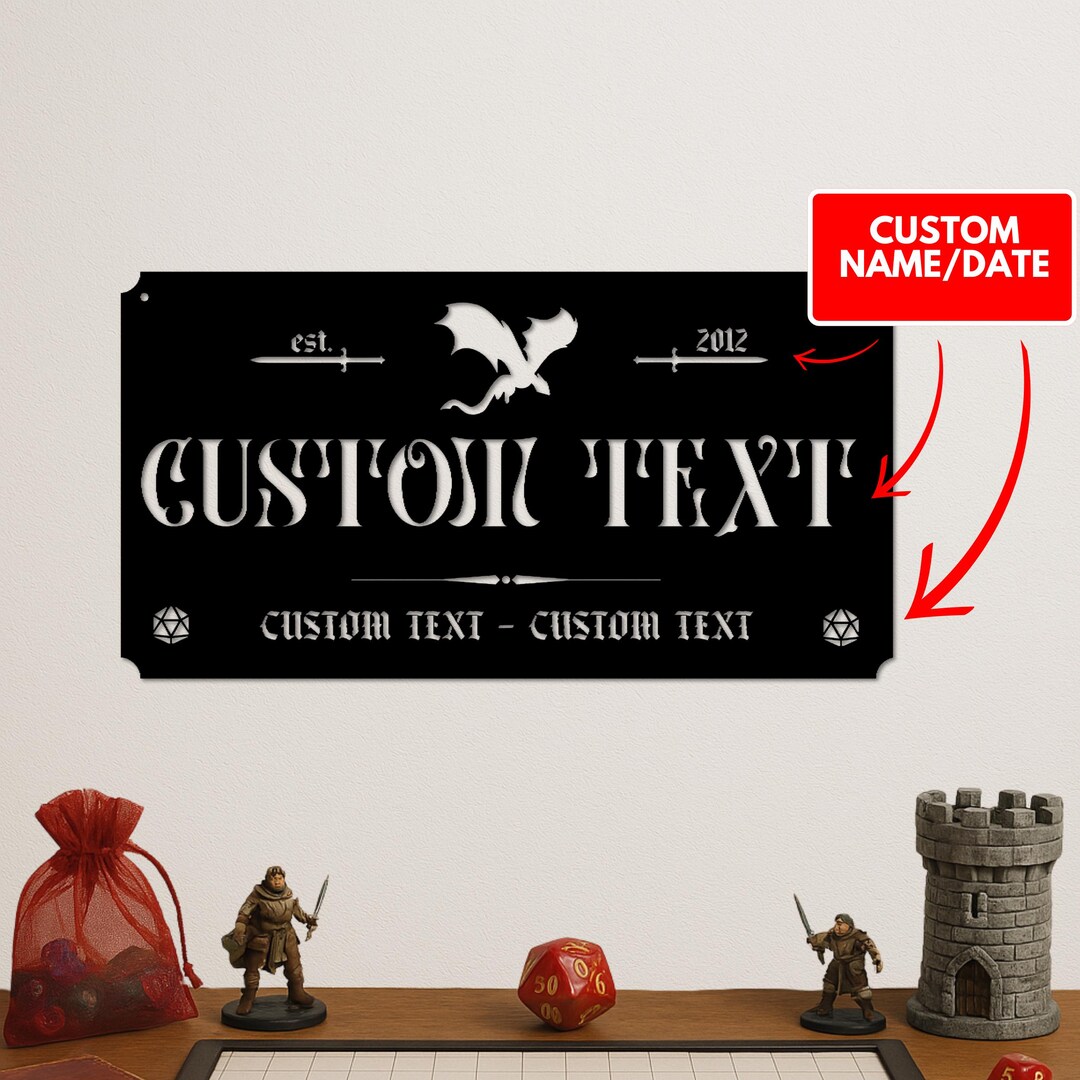 Custom DND Metal Wall Sign: Gaming Room Decor, Dungeon Master Gift - Etsy