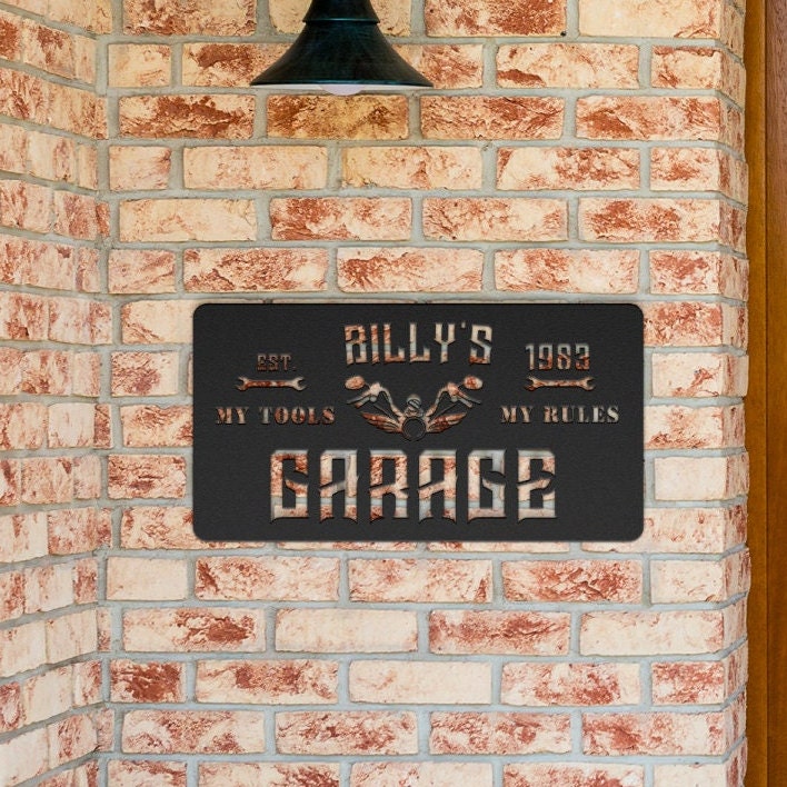 Personalized Motorcycle Garage Metal Sign: Custom Biker Man Cave Art - Etsy