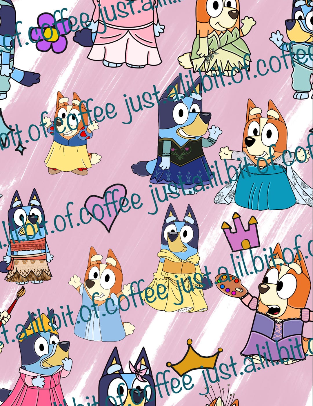 Disney Princess Bluey Dress up Seamless Papers DIGITAL DOWNLOAD ...