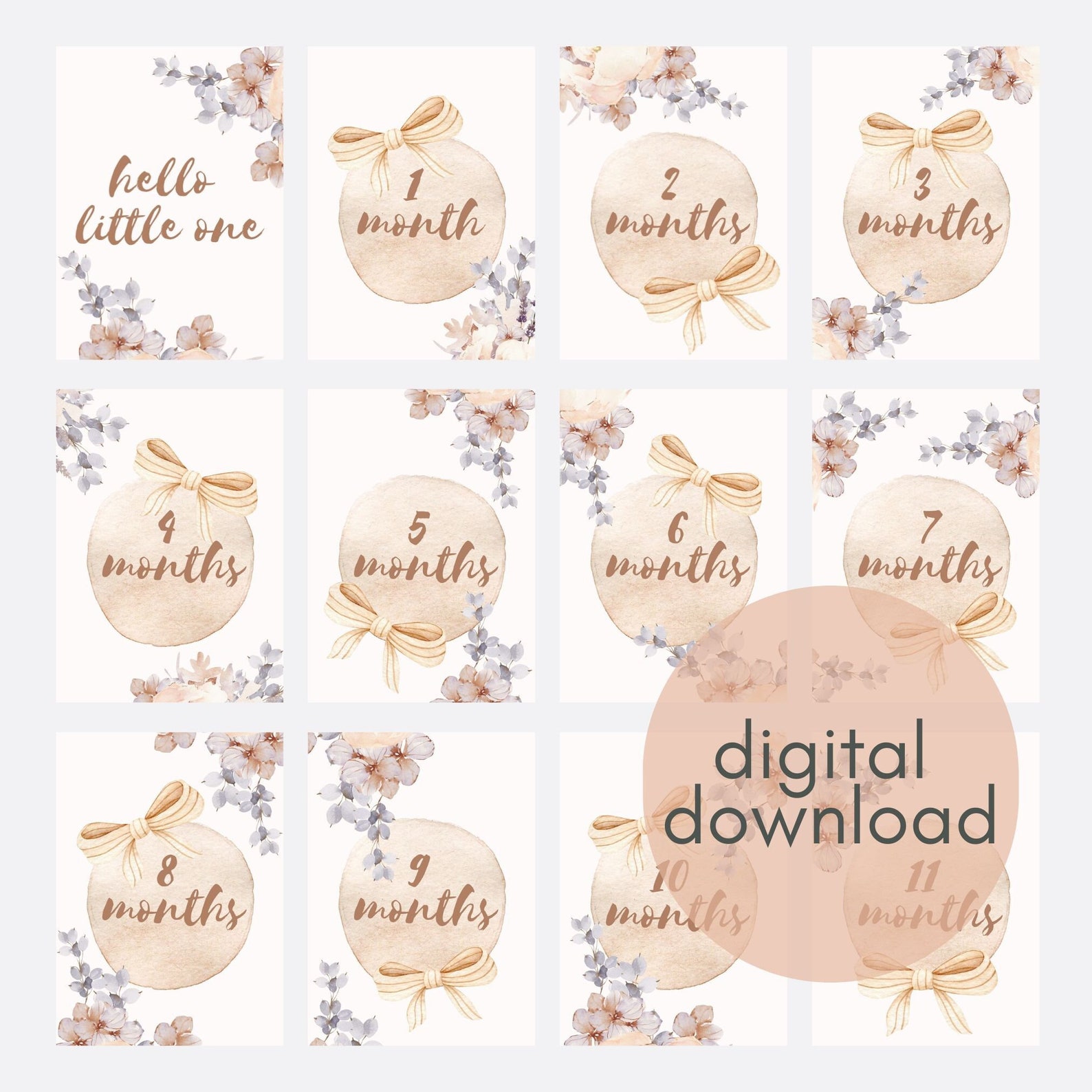 Digital Download Monthly Milestone Cards Printable Monthly Milestone ...