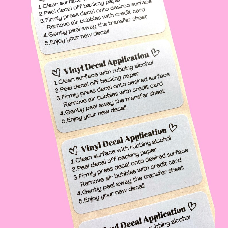 Vinyl Decal Application Instructions Stickers (20 PCS) - Etsy