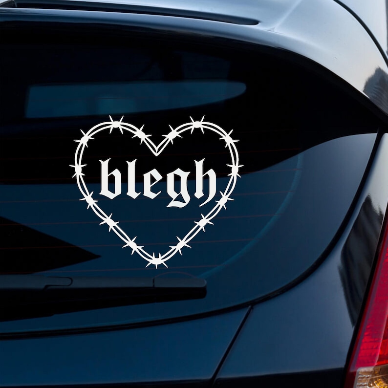 Blegh Barbed Wire Heart Decal: Gothic Punk Car Sticker - Etsy