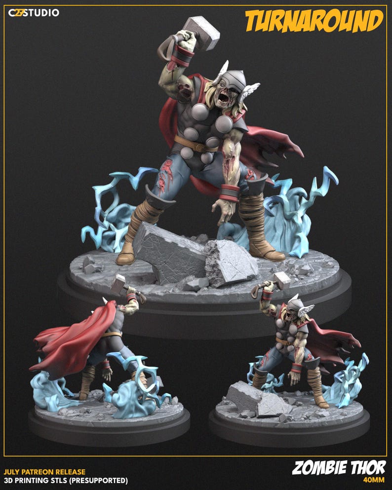 Undead Thor | Fan Art - Marvel | 3D Printed Miniature - Etsy