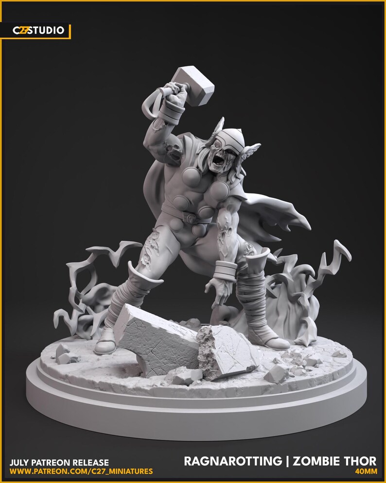 Undead Thor | Fan Art - Marvel | 3D Printed Miniature - Etsy