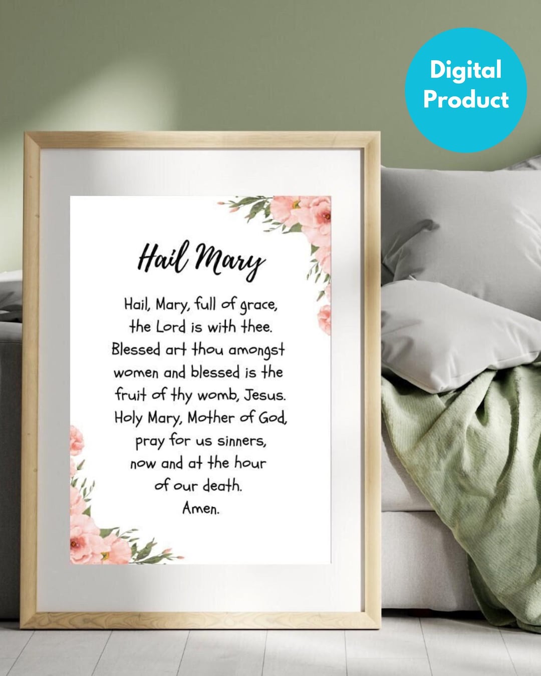Hail Mary Digital Printable Wall Art, Catholic Wall Art Printable ...