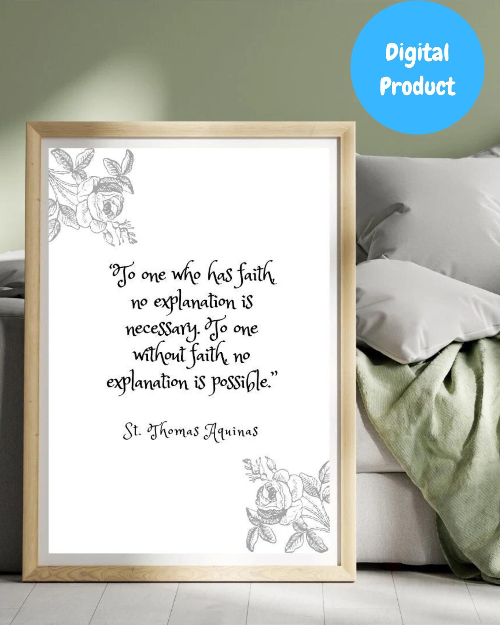 St Thomas Aquinas Digital Wall Art Printable, Catholic Printable Quote ...