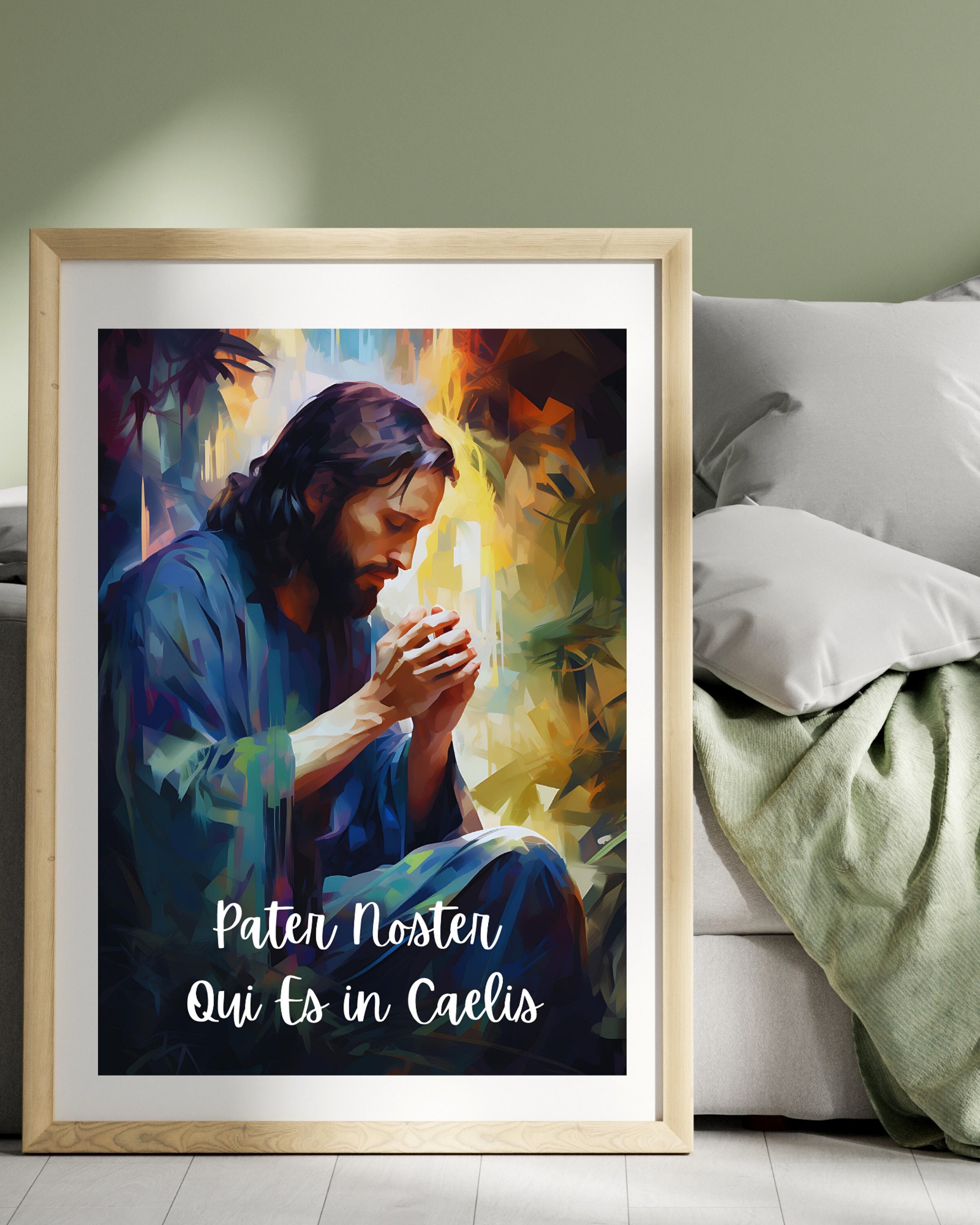 Jesus Wall Art, Jesus Digital Art, Catholic Wall Art, Jesus Praying ...