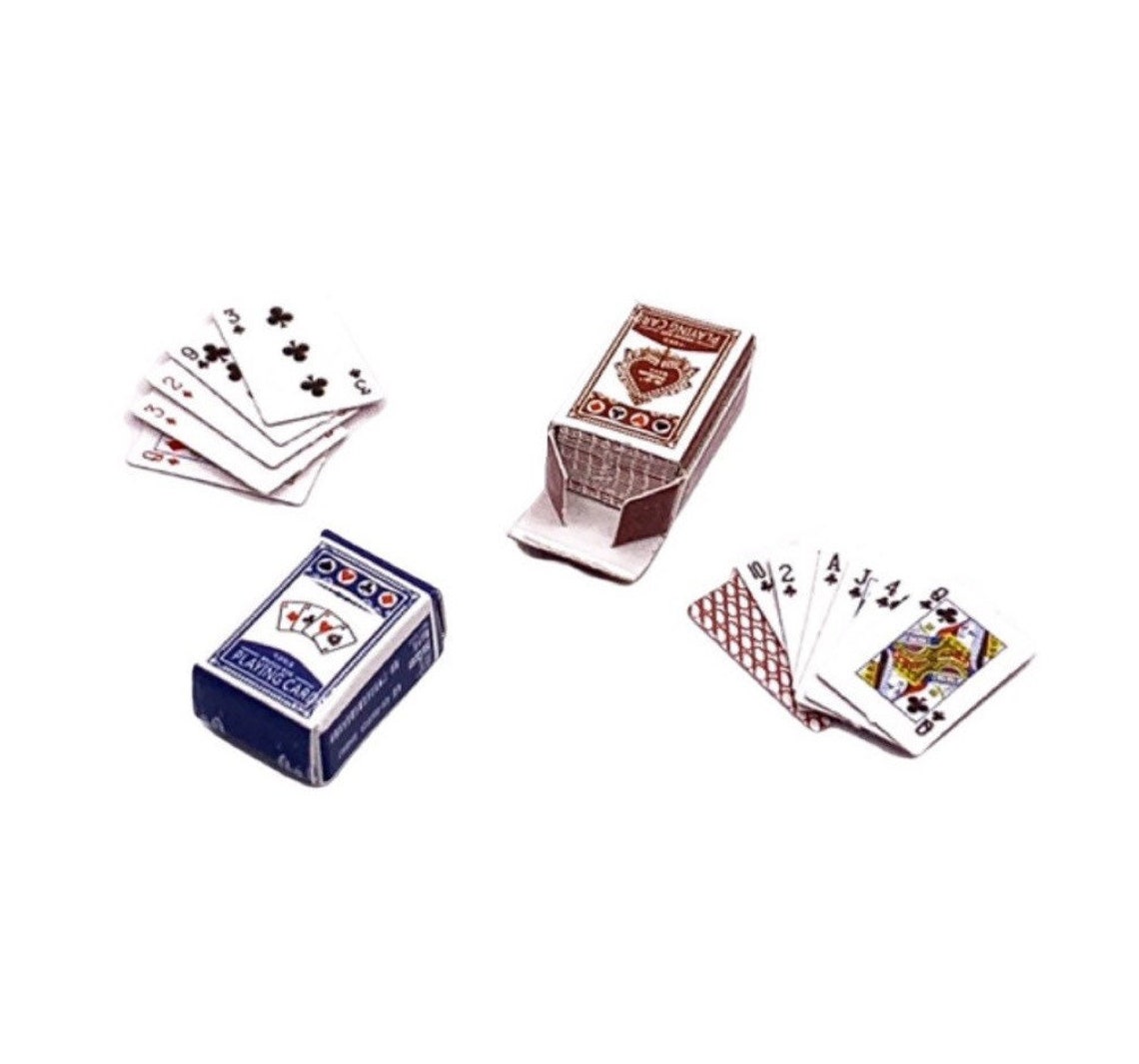 1:12 Miniature Poker Playing Cards | Dollhouse Mini Stack of Cards ...