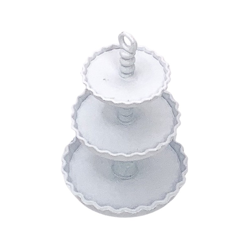 Miniature Metal Dessert Stand | 1:12 Scale | White 3-tiered Cake ...