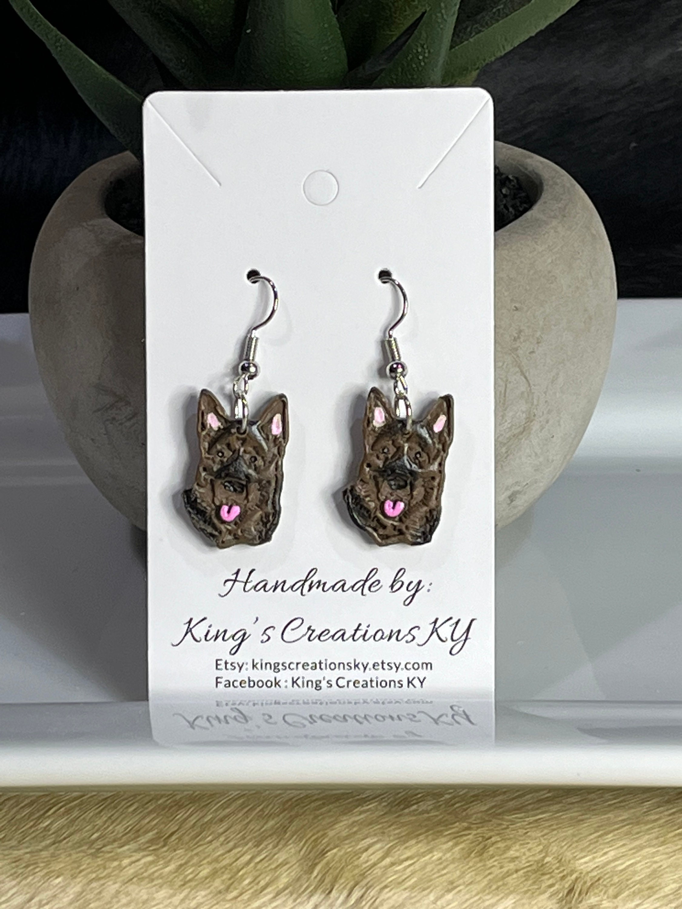 German Shepherd Polymer Clay Dangle Earrings - Etsy