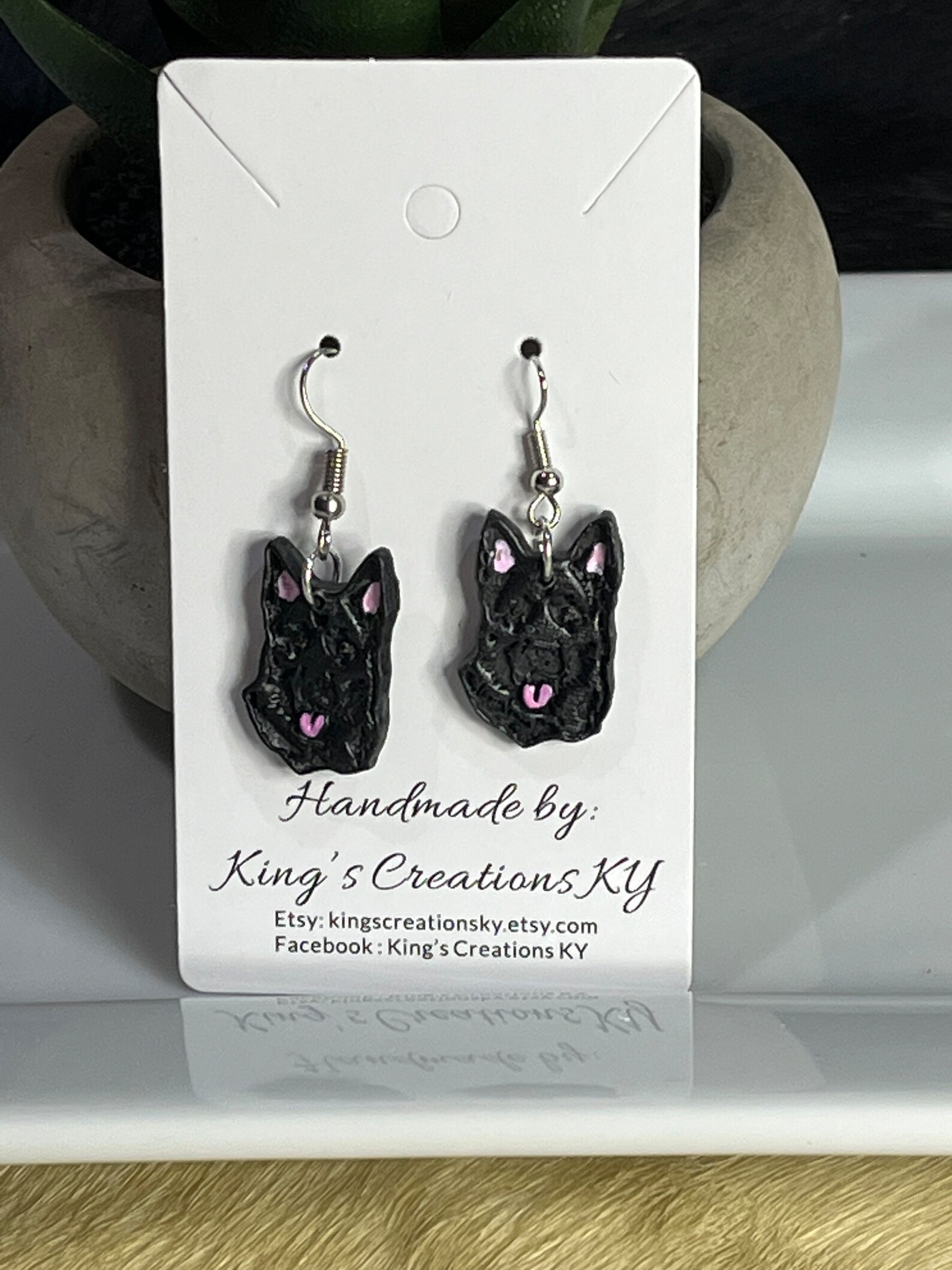 German Shepherd Polymer Clay Dangle Earrings - Etsy