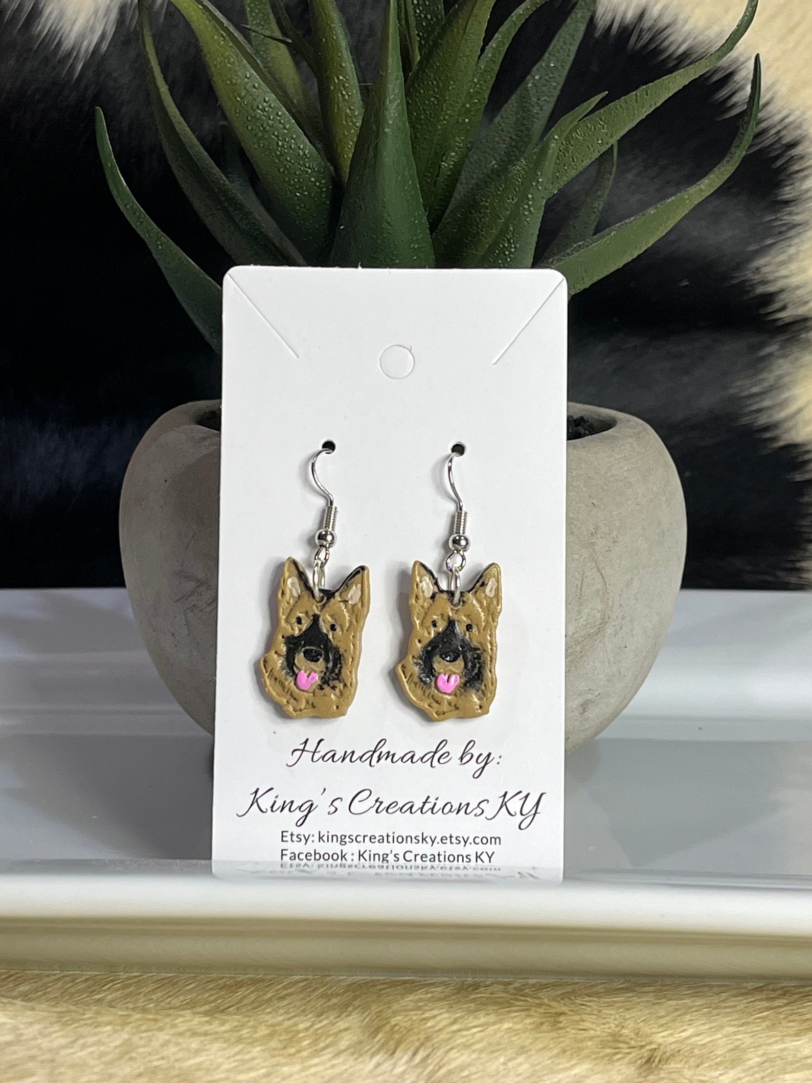 German Shepherd Polymer Clay Dangle Earrings - Etsy