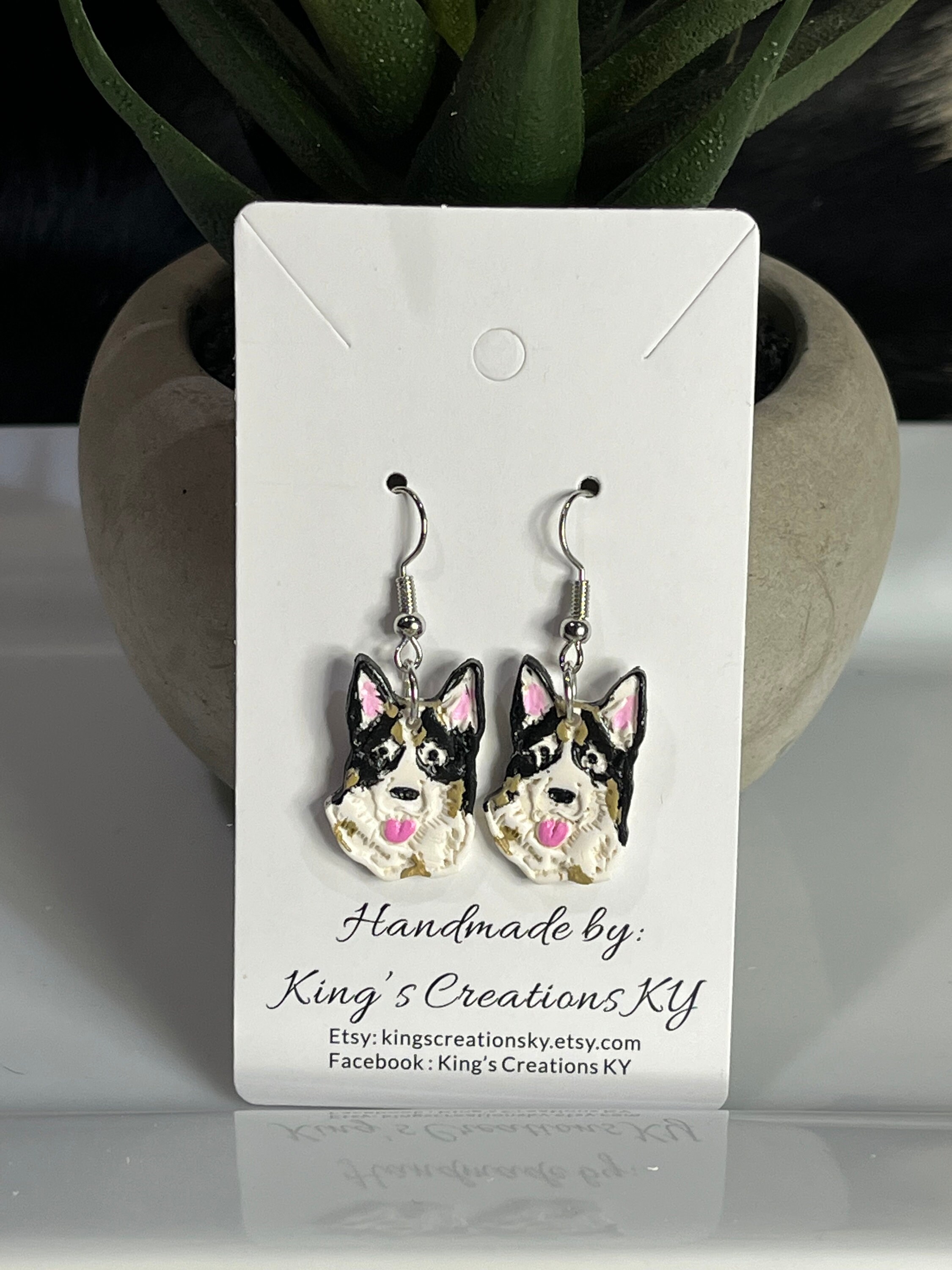German Shepherd Polymer Clay Dangle Earrings - Etsy