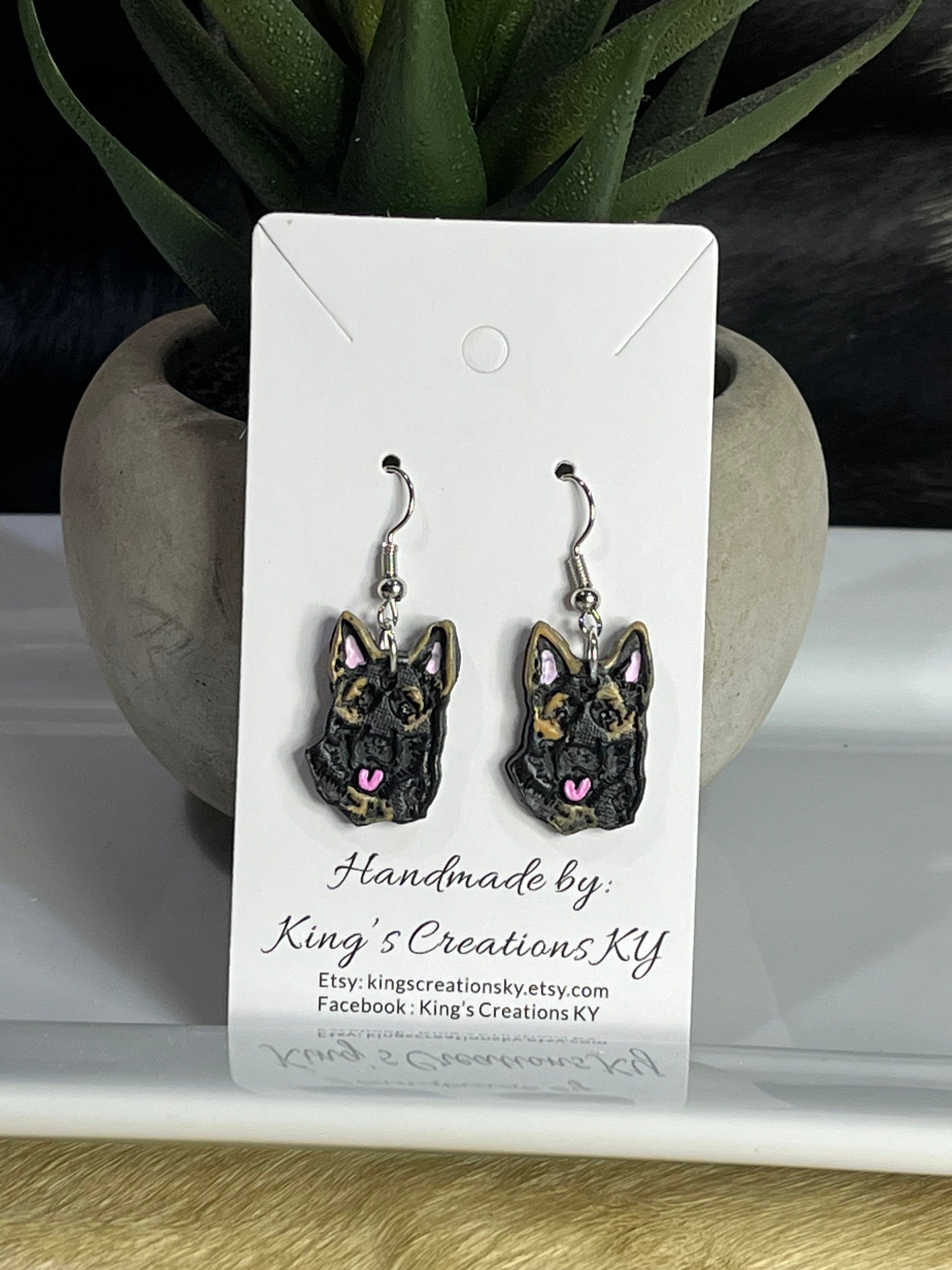 German Shepherd Polymer Clay Dangle Earrings - Etsy