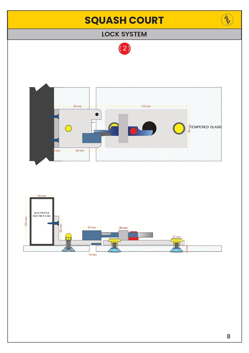 Squash Court Hinges and Lock Set / Glass Door Hinges - Etsy