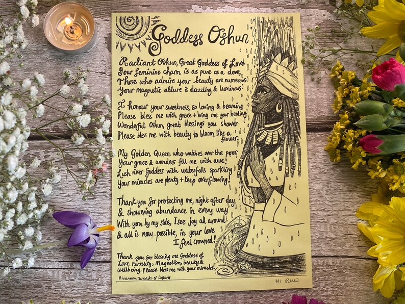 Oshun, Goddess of Blessings, Orisha of Love Fine Art Print A5 21 X 15cm ...