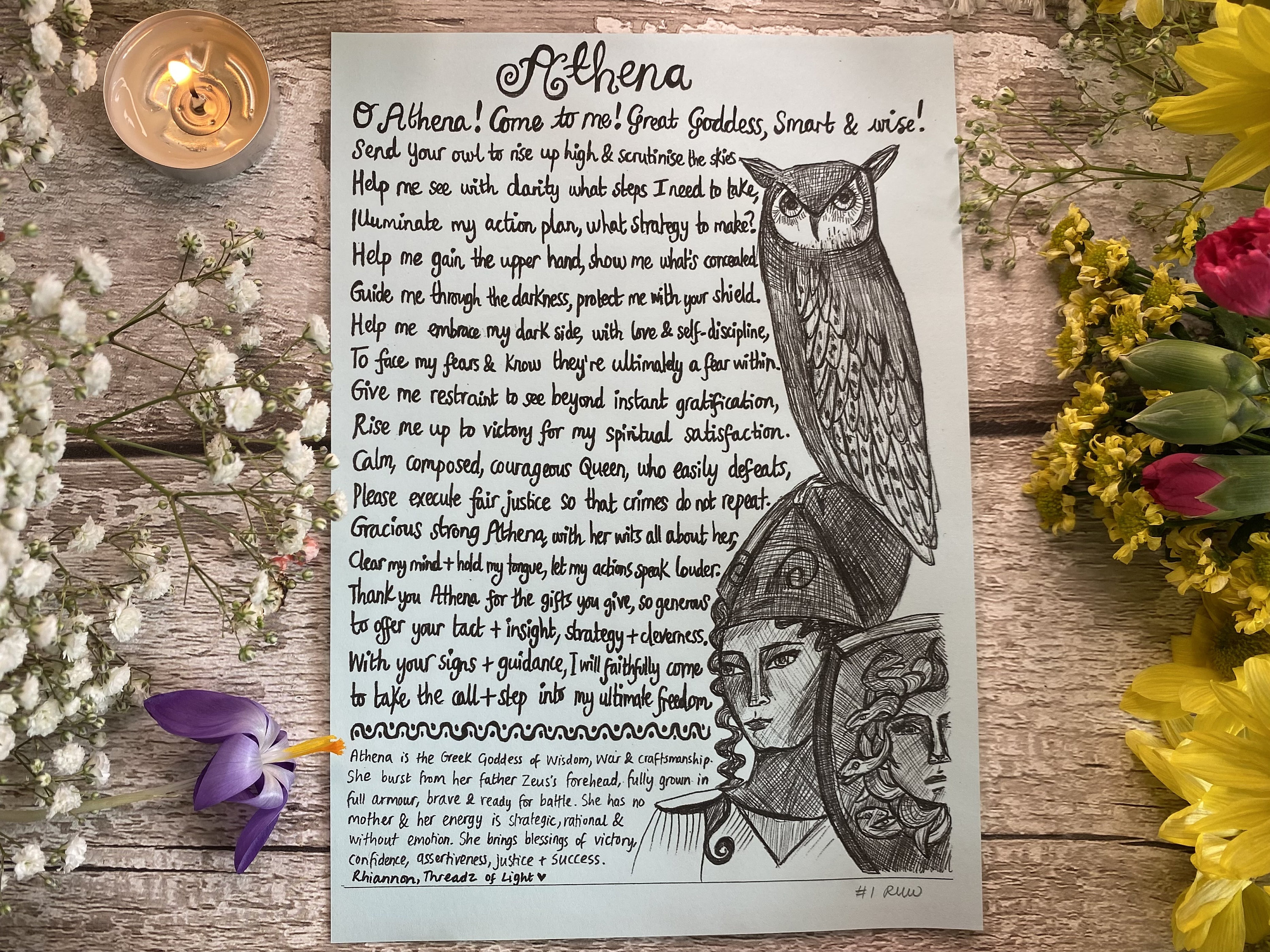 Athena Goddess of War Fine Art Print A5 21 X 15cm Spiritual Art ...