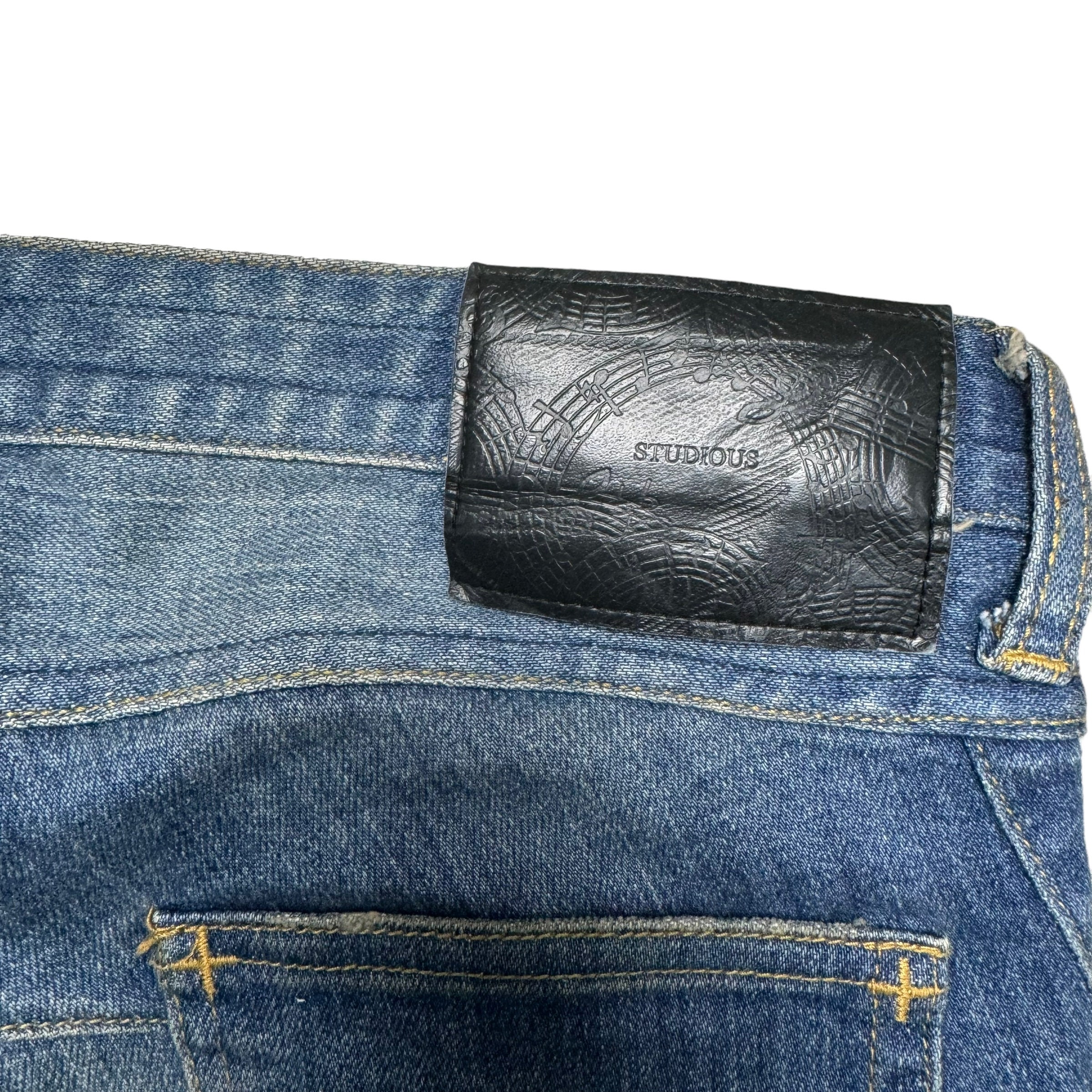 Number Nine X Studious Patches Distressed Washed Slim Denim Jeans - Etsy