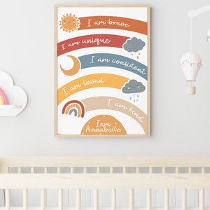 Boho Rainbow Affirmations Wall Decor Printable Digital Download Nursery ...