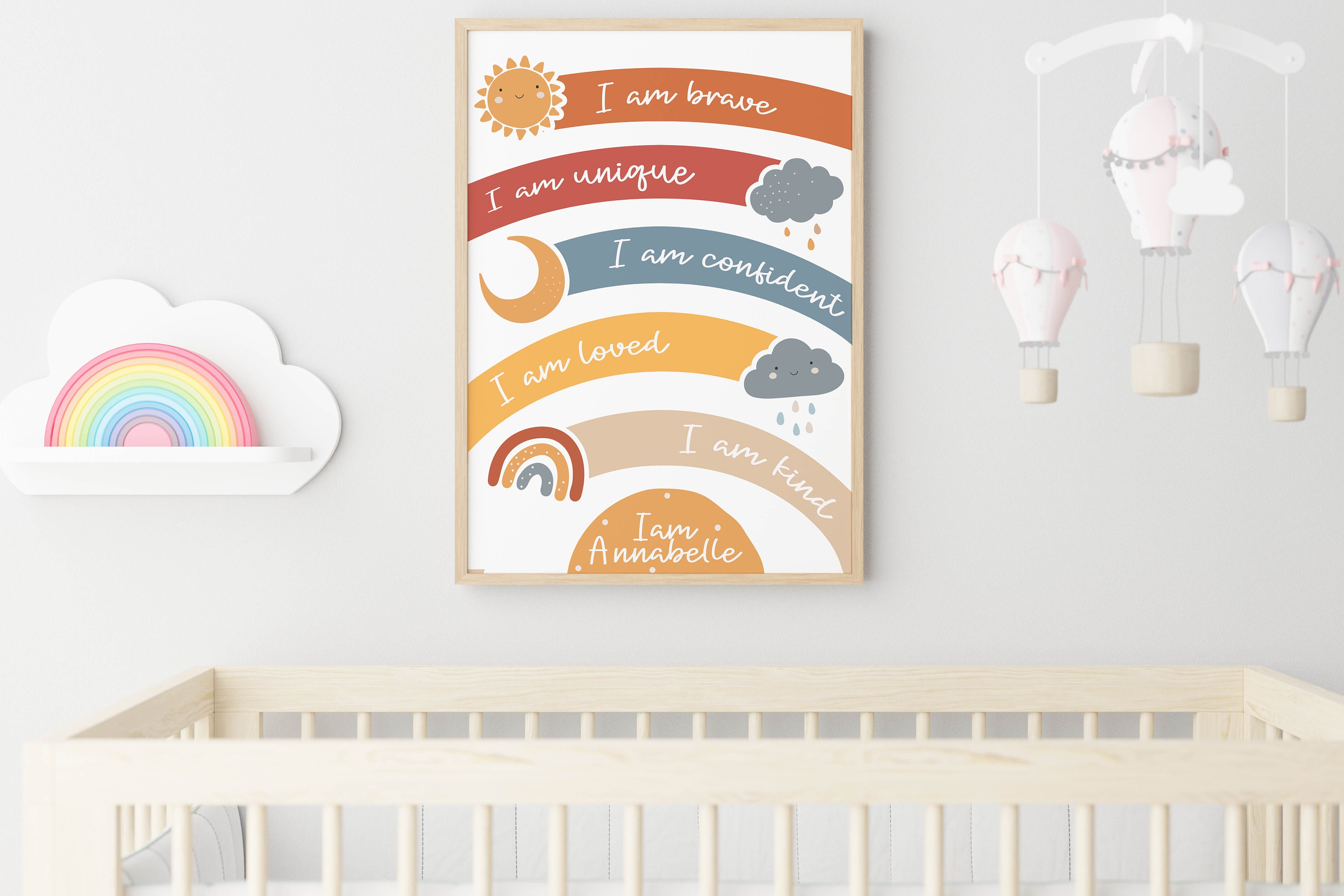 Boho Rainbow Affirmations Wall Decor Printable Digital Download Nursery ...