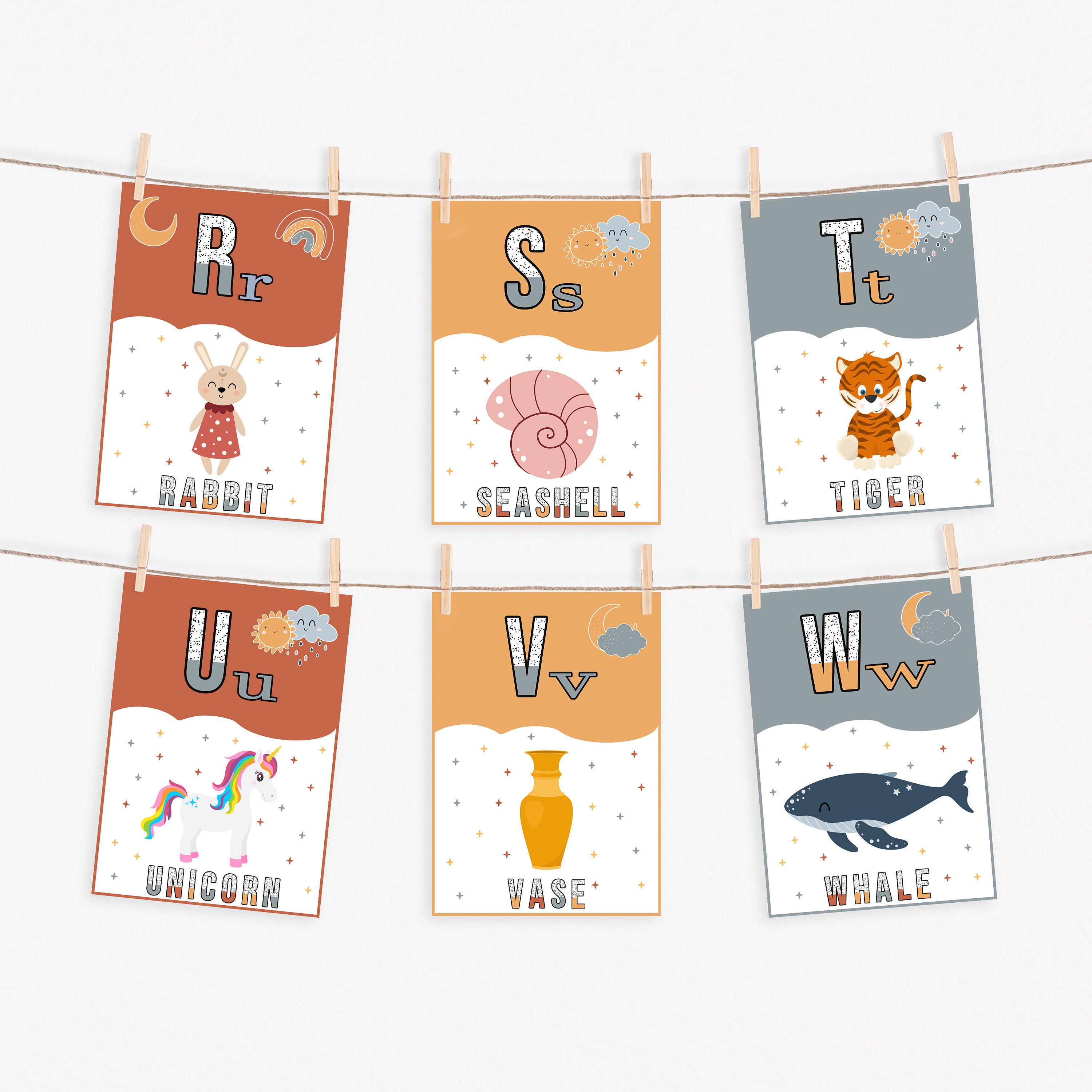 Boho Educational Alphabet Flashcards Printable Digital Download ...