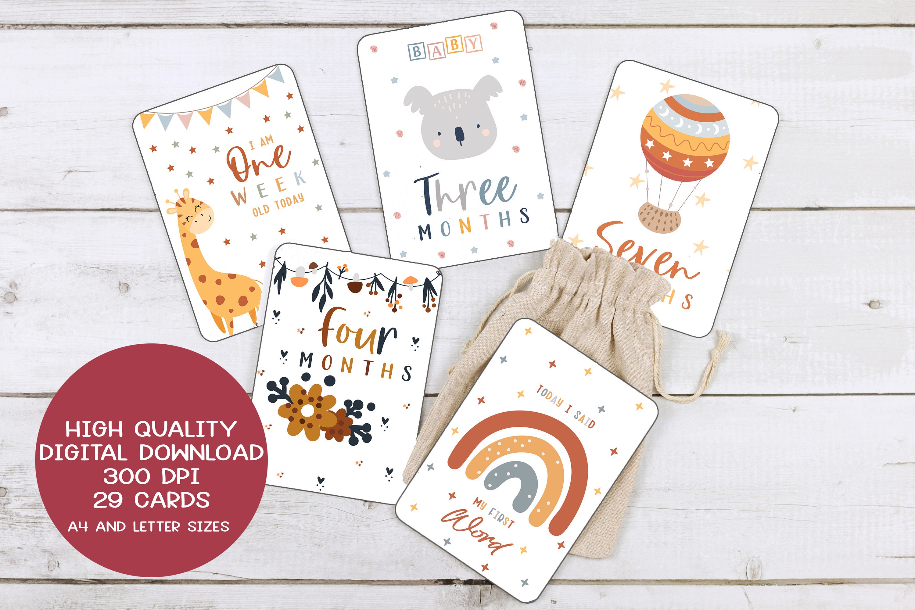 Boho Baby Milestone Cards Printable Digital Download 29 - Etsy