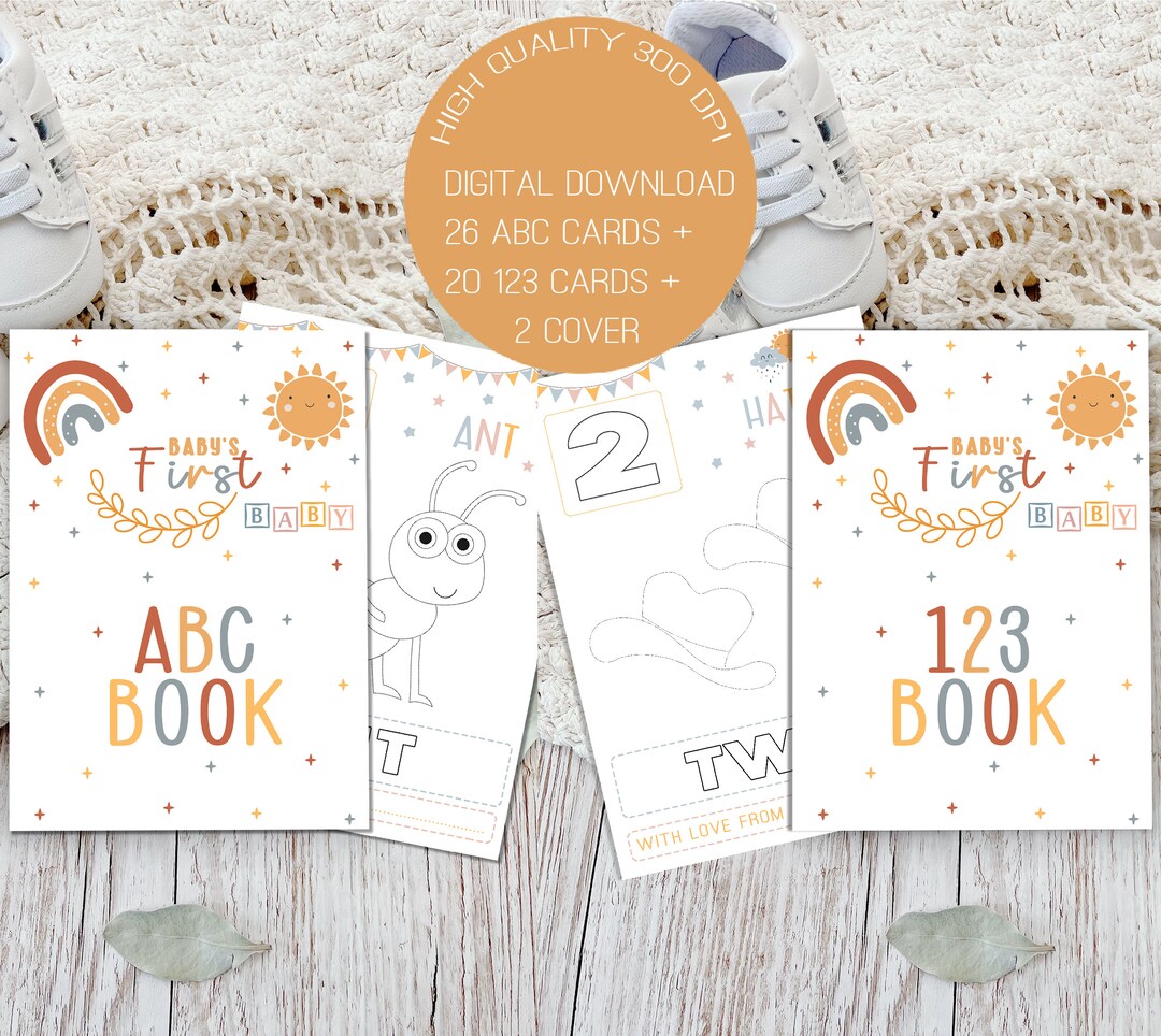 Boho Baby ABC 123 First Book Baby Shower Activity Printable Digital ...