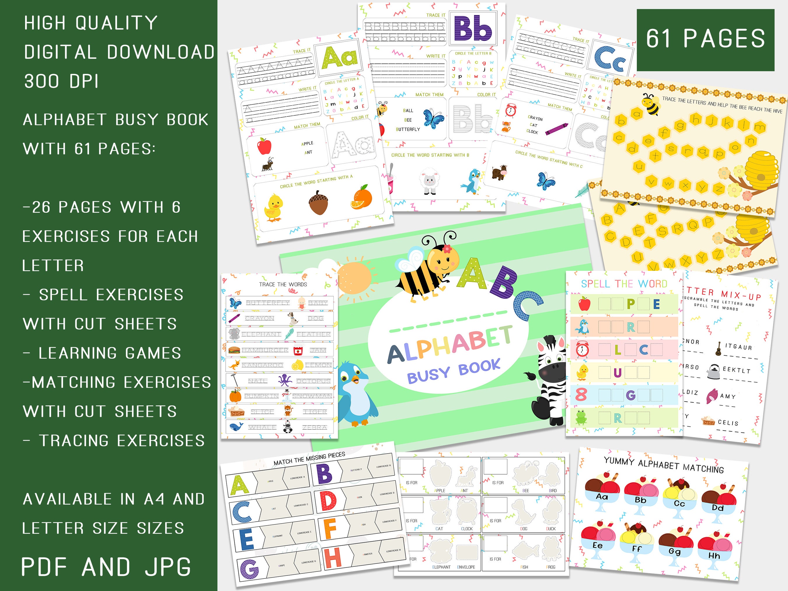 Alphabet Busy Book Printable Digital Download, Alphabet Quiet Book, ABC ...