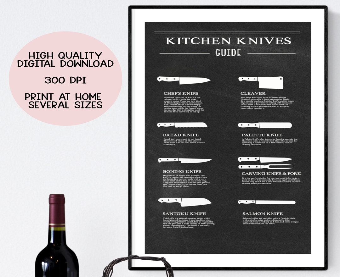 Kitchen Wall Art Printable, Kitchen Decor, Kitchen Knives Poster ...