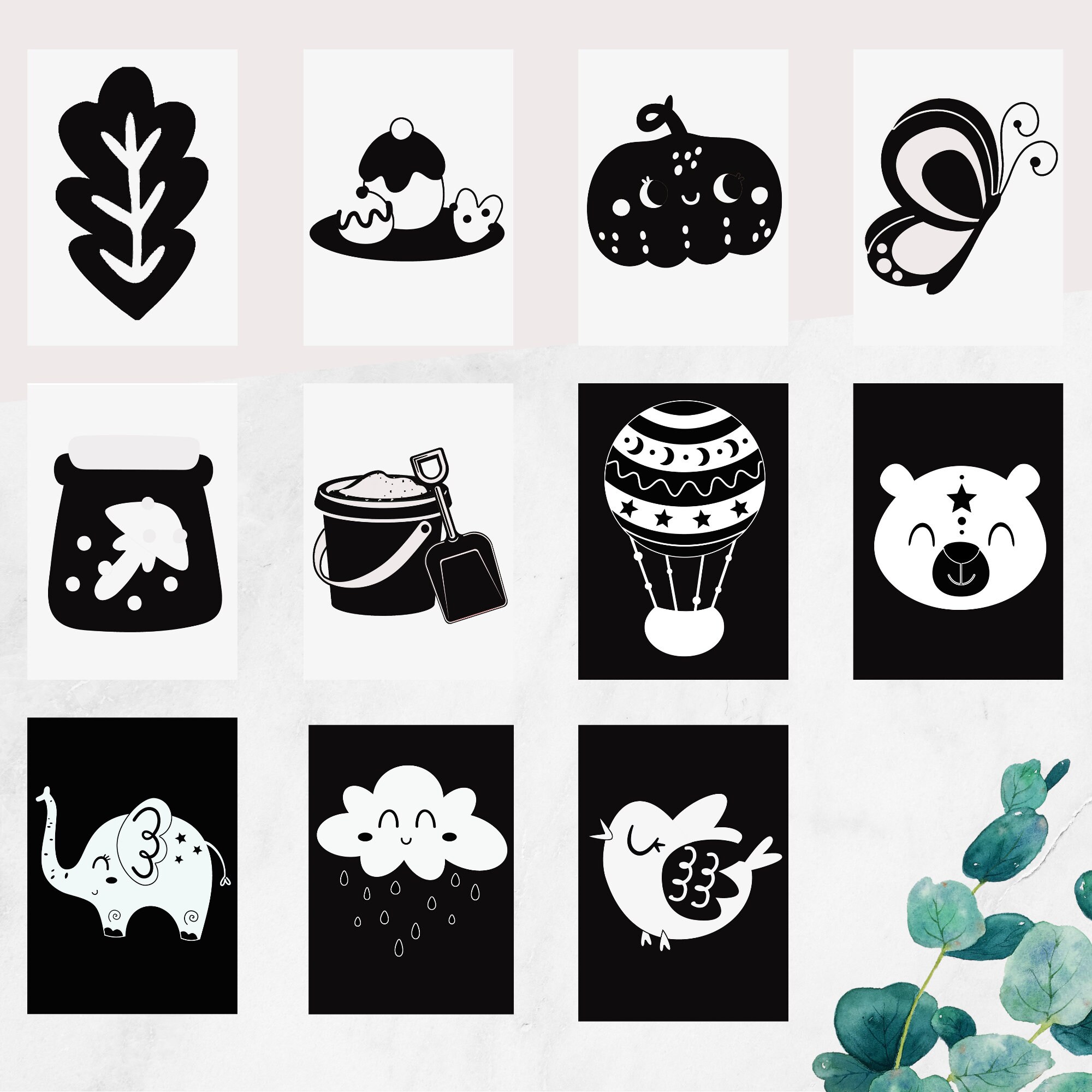 High Contrast Black and White Sensory Cards Printable for - Etsy