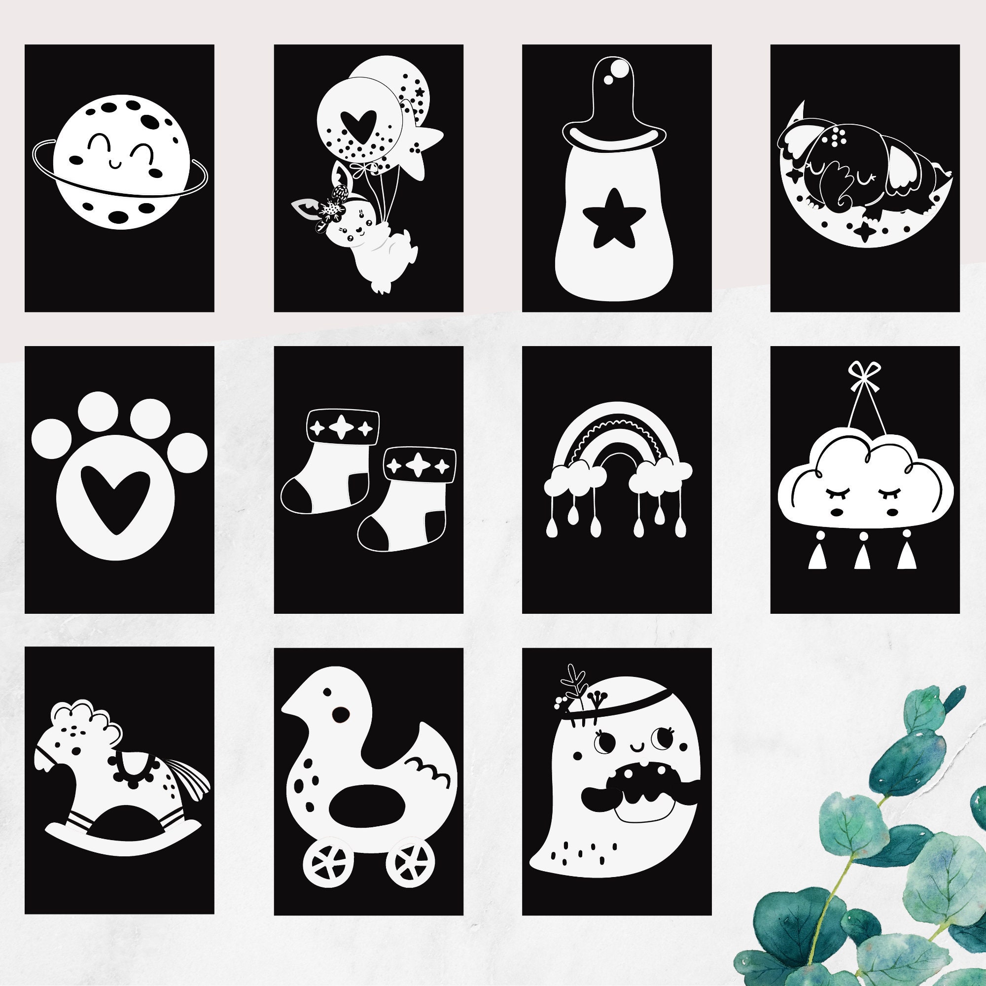 High Contrast Black and White Sensory Cards Printable for - Etsy