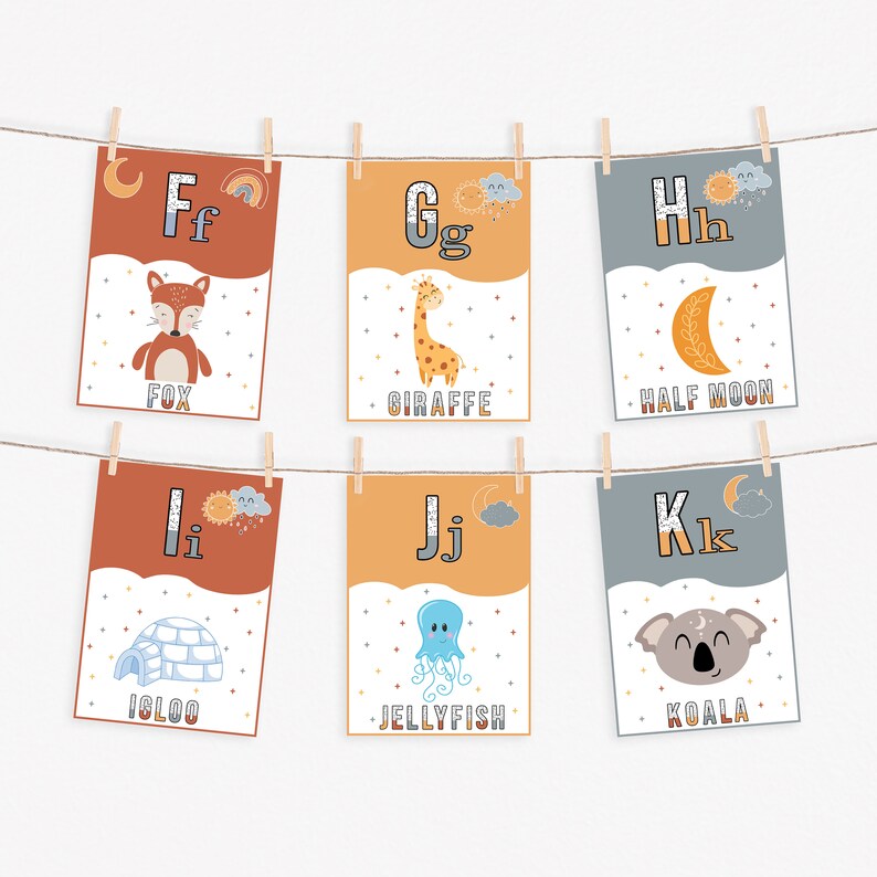 Boho Educational Alphabet Flashcards Printable Digital Download ...