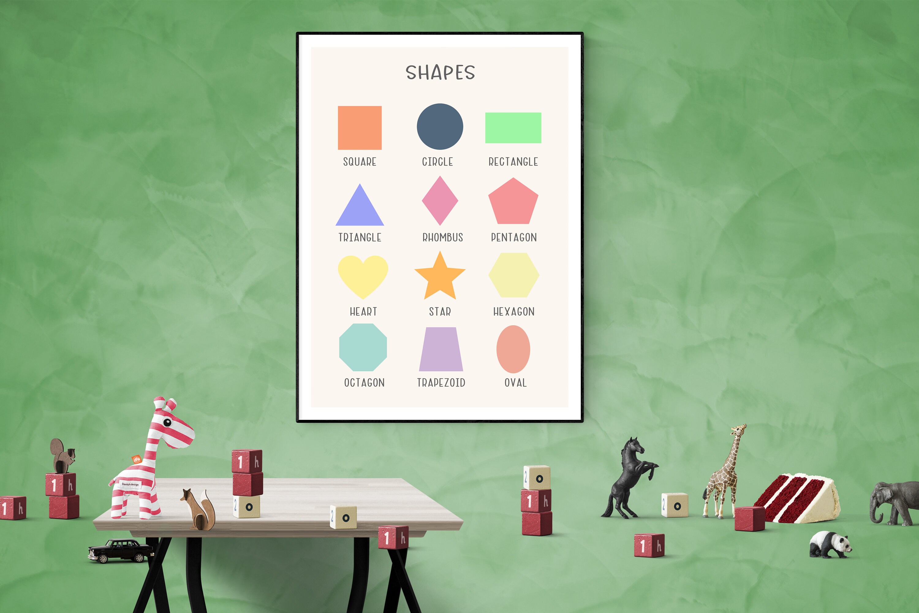 Educational Shapes Printable Poster, Nursery and Classroom Wall Art ...