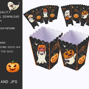 Printable Halloween DIY Popcorn Box Instant Digital Download, Halloween ...