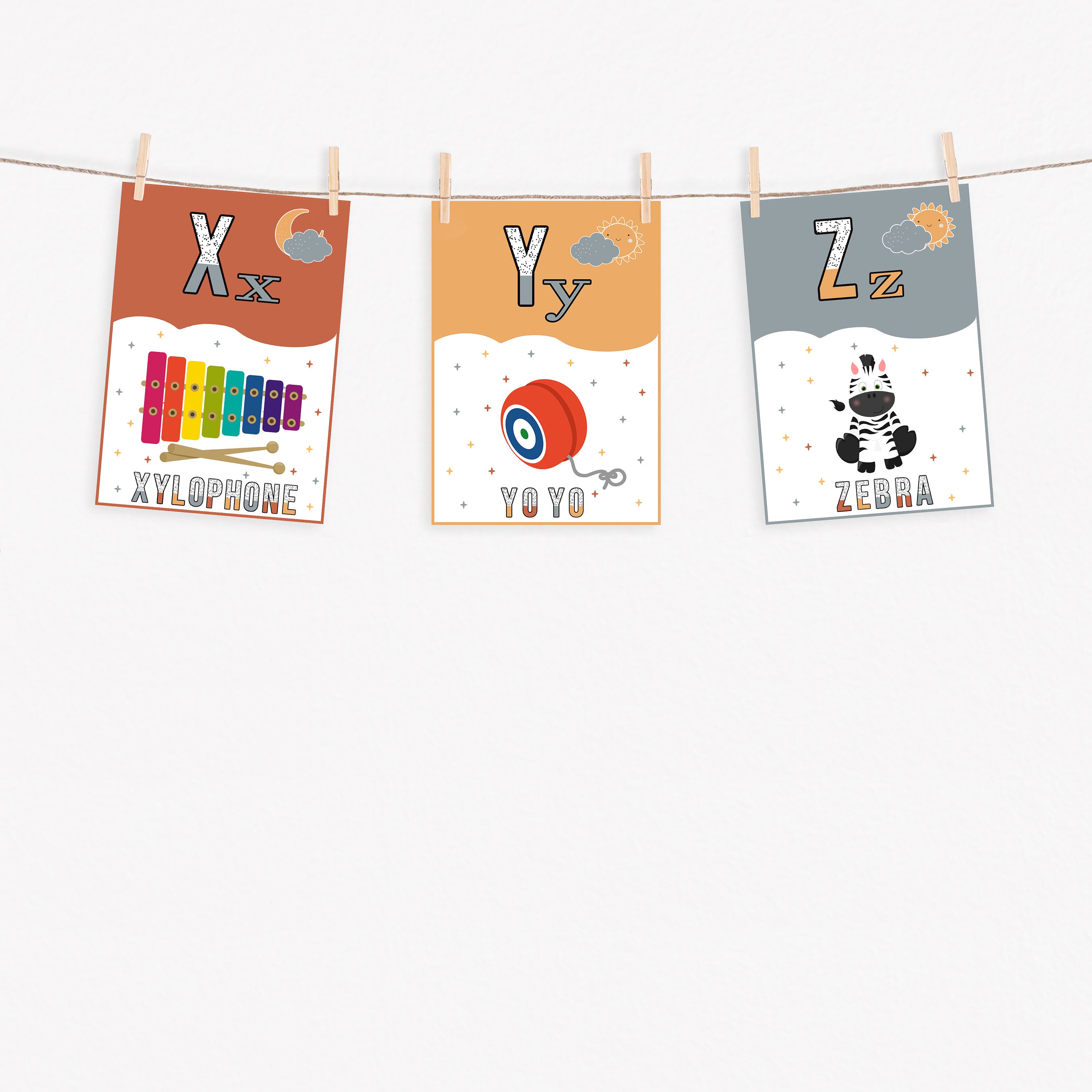 Boho Educational Alphabet Flashcards Printable Digital Download ...