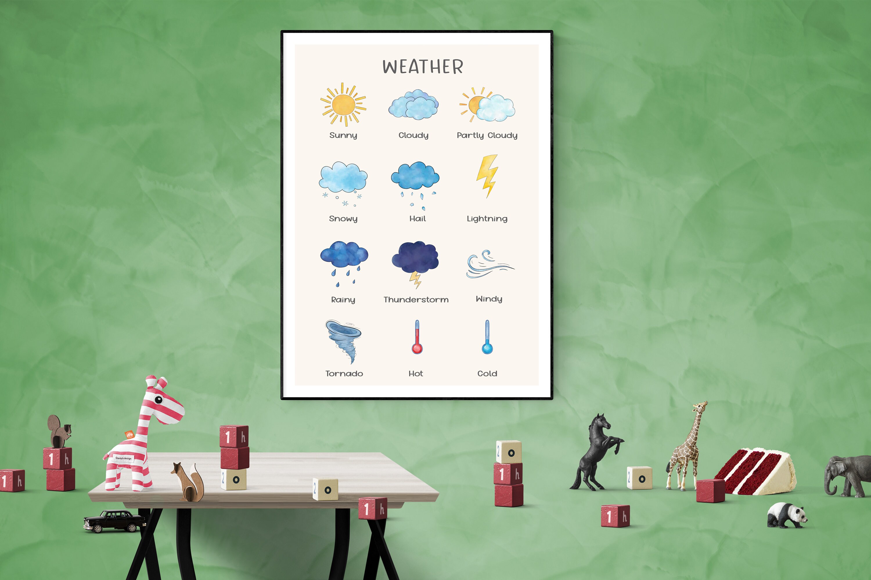 Educational Weather Printable Poster, Nursery and Classroom Wall Art ...