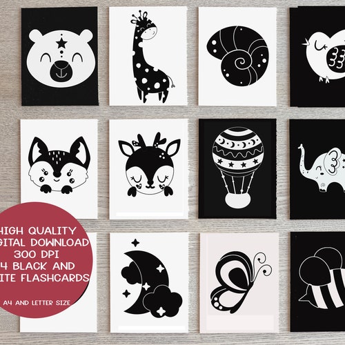 Black and White High Contrast Baby Sensory Cards 150 Cards - Etsy