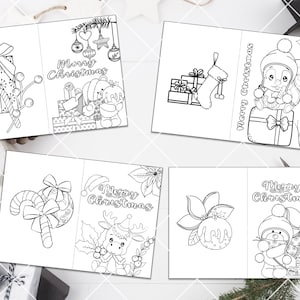 Coloring Printable Christmas Cards Instant Digital Download, Christmas ...