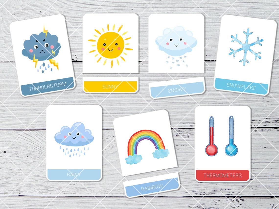 Educational Weather Flashcards Printable Digital Download,montessori ...