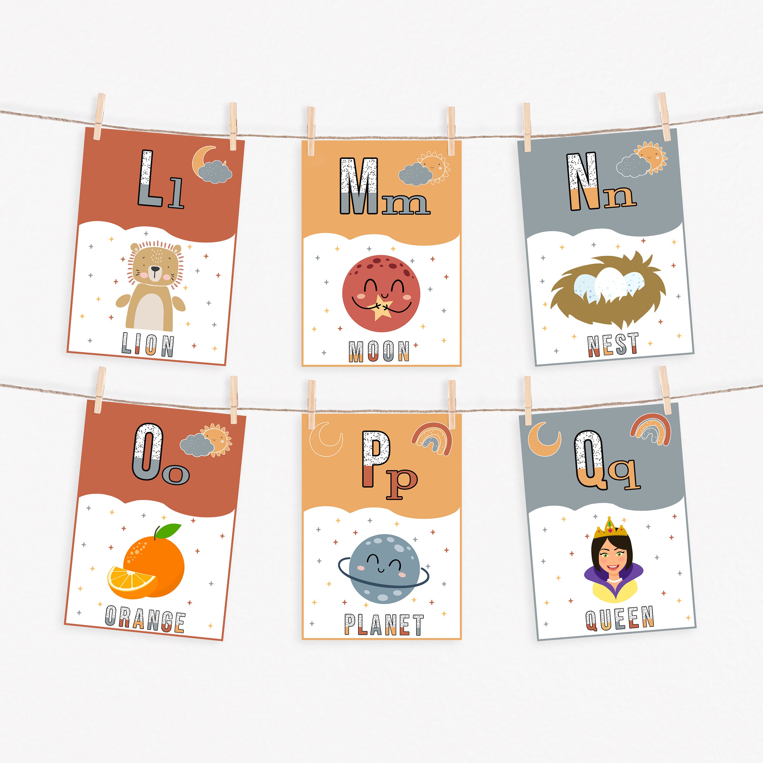 Boho Educational Alphabet Flashcards Printable Digital - Etsy